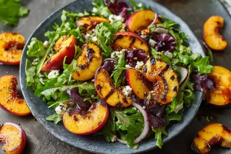 Grilled Peach Salad with Fresh Greens
