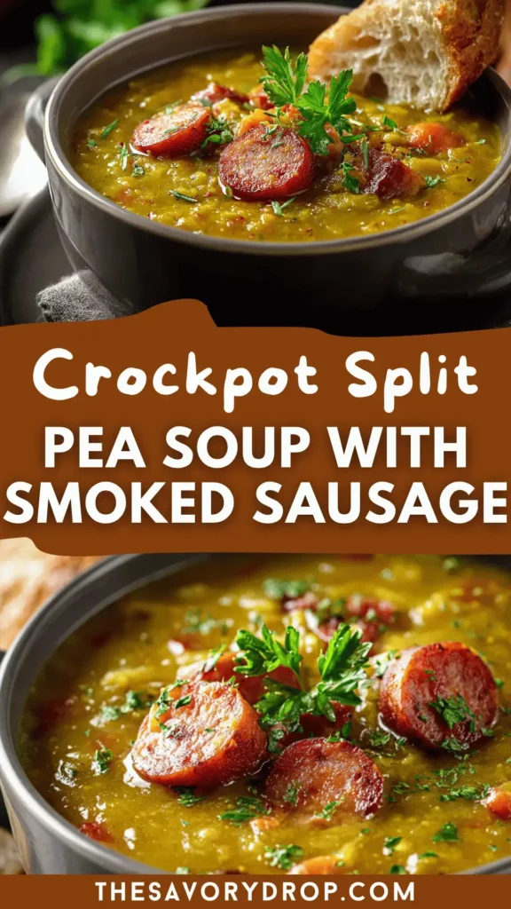 Crockpot Split Pea Soup with Smoked Sausage