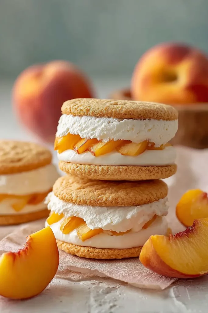 Simple Peach Ice Cream Sandwiches